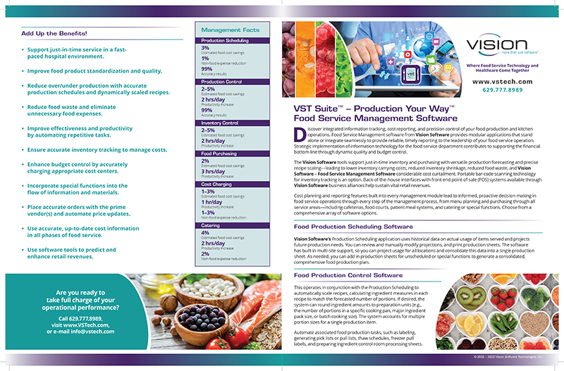 Vision Software - VST Suite | Dietary Management Solution